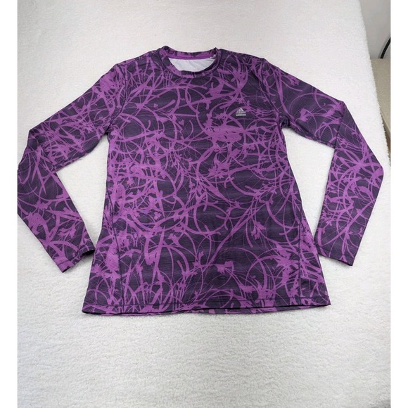 adidas | Tops | Adidas Womens Techfit Compression Shirt Purple Long ...
